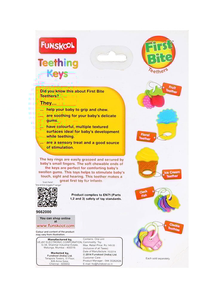 Buy Funskool Giggess Teething Keys | Teether and Rattle, Multiple ...