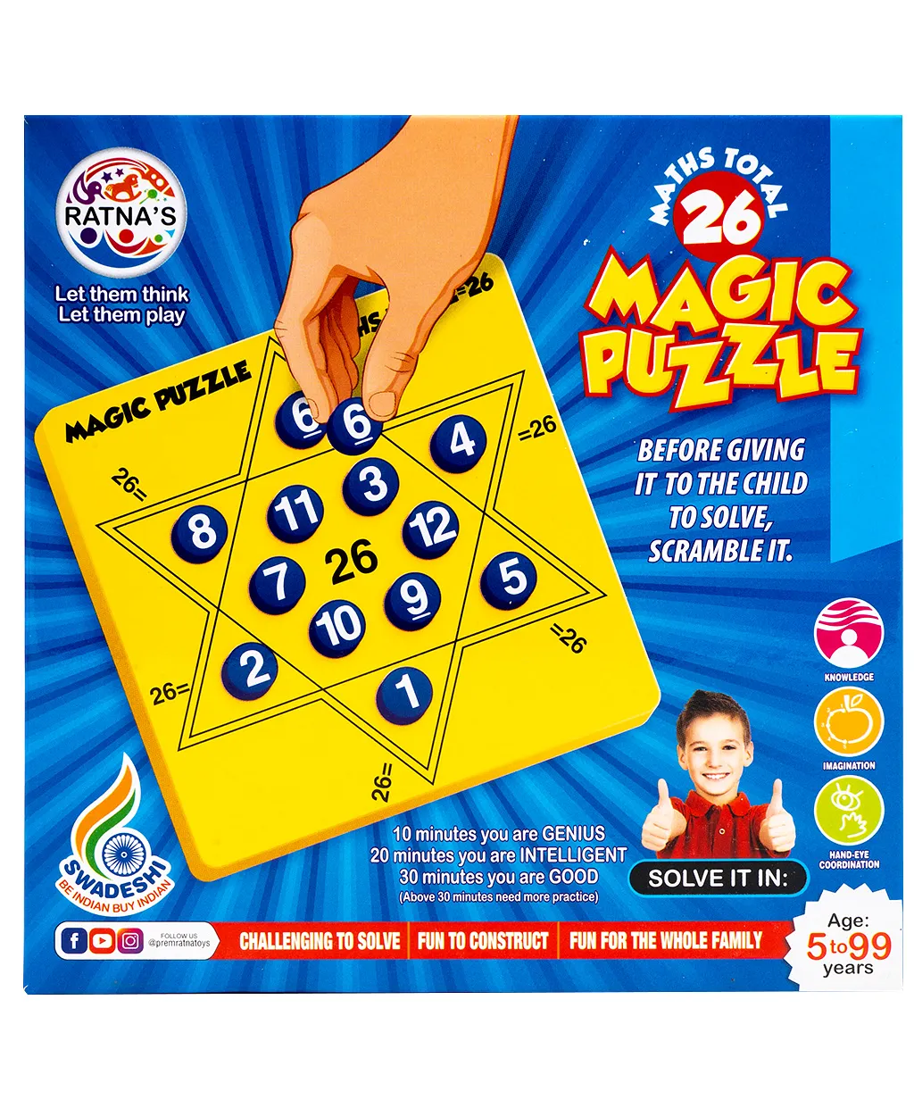Ratnas Magic Puzzle Maths Total 26 | Challenging To Solve For Kids | 4 ...